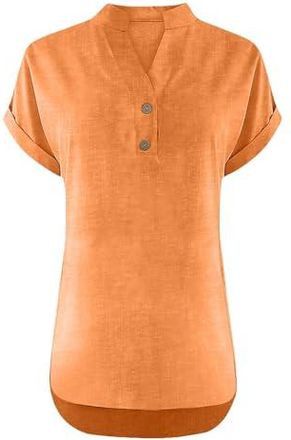 Generic Tee Shirt Femme Coton Occasionnelles Chic T-Shirt Hauts Manches Courte Ete L&acirc;che Basic Tshirt Sport Imprim&eacute; Col V Tops Blouse Manche Courtes D&eacute;contrac