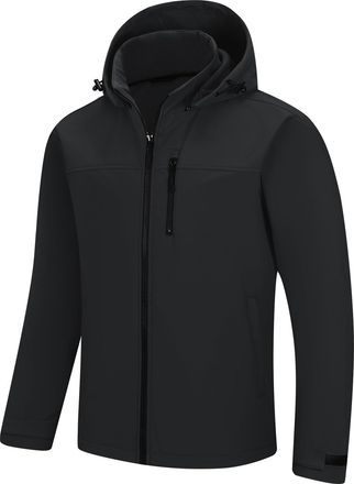 Baleaf Softshelljacke f&uuml;r Herren Wasserabweisend &Uuml;bergangsjacke Winddicht Winterjacke Fleece Gef&uuml;ttert Fahrradjacke Wanderjacke Windjacke Schwarz 3XL
