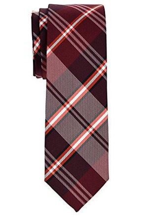 Retreez Cravate maigre en microfibre tress&eacute;e &agrave; carreaux 5 cm - Rouge - Taille Unique