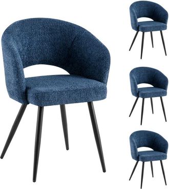 M&S Collection M&s - Lot de 4 chaises repas 58x53x81 cm en tissu bouclette bleu