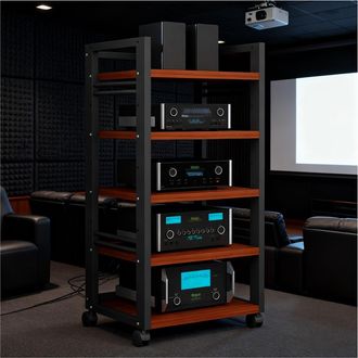 Generic 5-stufiges HiFi-Rack, AV-Medienschrank, HiFi-Eckregal Mit H&ouml;henverstellbarem Holzregal, CD-Rack, Entertainment-Stereo-Komponenten-Organizer for Heimki