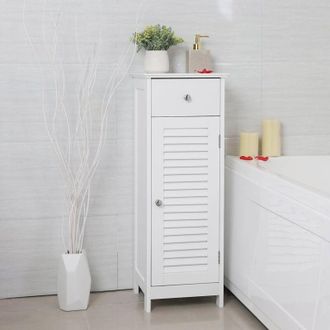 Vasagle Vasagle - Meuble bas de salle de bain blanc 32 x 30 x 87 cm - 1 tiroir - 2 compartiments - Panneau MDF r&eacute;sistant &agrave; lhumidit&eacute; - Protection
