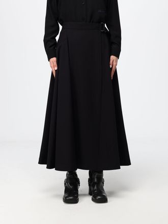 Burberry Jupe midi portefeuille en laine m&eacute;rinos taille haute avec fermeture dissimul&eacute;e