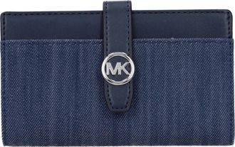 Michael Kors Greenwich Femmes Portefeuille Tissu Bleu/Denim