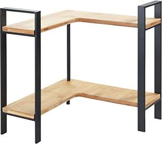 WENKO Küchen-Eckregal Mod. Lou, Organizer für die Arbeitsplatte, aus Metall und Bambus, 2 Etagen, 30 x 33 x 30 cm, Schwarz/Hellbraun