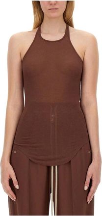 Rick Owens Femme, Tops, Brun, Taille: 34 FR Haut D&eacute;bardeur Col Halter C&ocirc;tel&eacute;