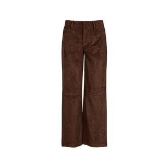Vila Pantalon droit &agrave; jambes larges en daim