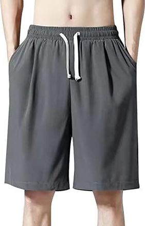 Generic Short décontracté en peluche à mémoire de forme avec poches profondes pour la course à pied, lentraînement, le basket-ball, lentraînement, gris foncé,