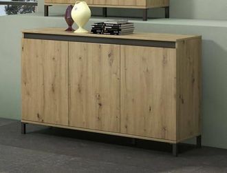 Dmora Kommode Dodoma, Wohnzimmerbuffet, Wohnzimmer-Sideboard, Moderne K&uuml;chen-Speisekammer, Made in Italy, 138x40h90 cm, Gl&auml;nzendes Wei&szlig; und Anthrazit