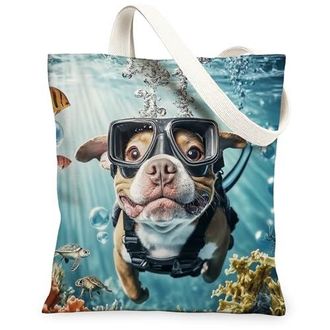 Generic Pop Art Airedale Terrier Sac fourre-tout en toile r&eacute;utilisable pour faire du shopping 33 x 38,1 cm, chiot nautique de mer oc&eacute;an pour femme, animal de 
