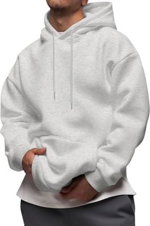 Minetom Sweat A Capuche Homme Basique Hoodie À Manches Longues Couleur Unie Pull avec Poches Et Cordon De Serrage A Gris XXL