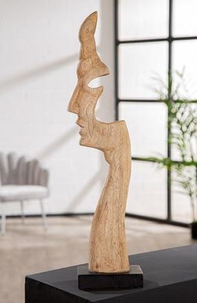 Gilde Skulptur Silhouette aus Mangoholz, naturfarben, Gesichtsmotiv, 67 cm hoch, 16 cm breit, 9 cm tief