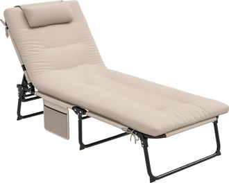 OUTSUNNY Sonnenliege klappbar Gartenliege mit Kopfkissen, Liegestuhl mit 4-Fach verstellbare R&uuml;ckenlehne, wetterfeste Campingliege, Gartenstuhl bis 120 kg bela