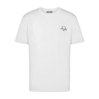 Moschino Homme, Tops, Blanc, Taille: M TShirt MC logo coton