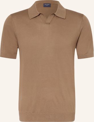 Olymp Strick-Poloshirt braun