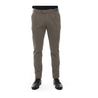 PT01 Pt01, Homme, Pantalons, Beige, Taille: 3XL Chino Skinny Fit à Imprimé Micro Carreaux