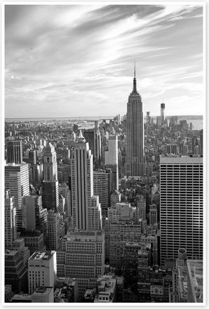 Posterlounge Ansicht von Manhattan im Abendlicht Poster 70 x 100 cm Schwarz-Weiß Wandbilder Wanddeko