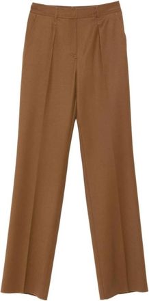 Max Mara Femme, Pantalons, Brun, Taille: 36 FR Wide Leg Pleated Pantalons