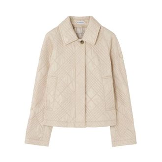 Burberry Micro Check-stitch Boxy Steppjacke - - Jackets - Damen - Beige - XS