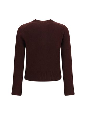 Maison Kitsun&eacute; Womens Baby Fox Fitted Lambswool Cardigan Dark Wood Merino Wool Ovis Aries Sweater