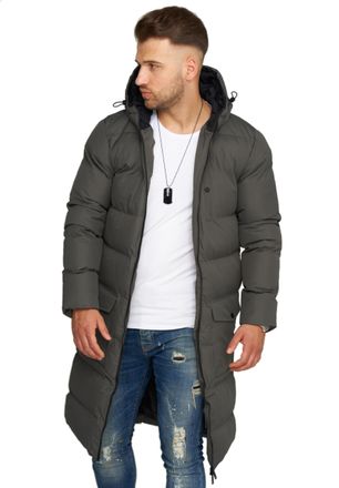 SOULSTAR Herren Parka Winterjacke als Langer Steppmantel mit Kapuze - Winterparka als Puffermantel - Wintermantel f&uuml;r M&auml;nner S2_BANANA-Charcoal-S