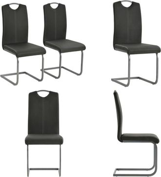 vidaXL Vidaxl - Freischwinger 2 Stk. Grau Kunstleder - Esszimmerstühle - Freischwinger - Kunstledersessel - Moderner Stuhl - Grau - Home & Living