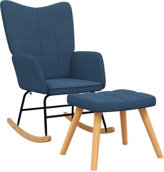 vidaXL Schaukelsessel mit Hocker Blau Stoff Vidaxl