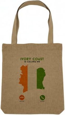 Fabulous Sac Shopping Tote Bag Aspect Lin - Ivory Coast Is Calling Me Flag Culture - Sac de Courses Toile Epaisse 360g Beige Naturel Cabas Port&eacute; Epaule Solide 