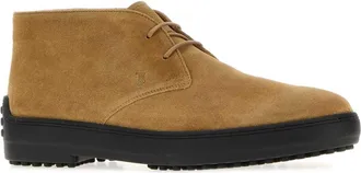 Tod's Mens Camel Suede Ankle Boots Bronzomedi Scarpe Stringate Lace-up Shoes