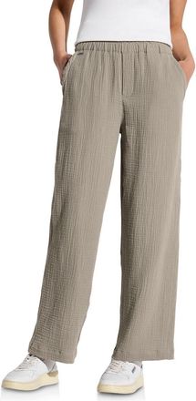 Street One Damen A378684 Wide Leg Musselin Hose, Cool Ivory, 40W / 30L EU