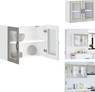 vidaXL Küchen-Hängeschrank mit Glastür Lucca Grau Sonoma Holzwerkstoff - Küchen-Wandschrank - Küchen-Wandschränke - Wandschrank Küche - Küchenschrank