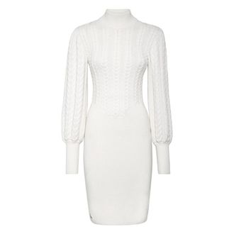 Philipp Plein Wool Turtleneck Dress LS - - Dresses - Damen - Wei&szlig; - XS