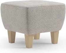 Cavadore Cavadore Hocker Vida / Polsterhocker mit massiven Holzfüßen in Buche / 52 x 46 x 52 / Chenille, Naturweiß