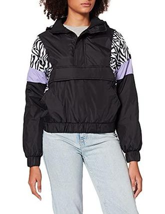 Urban Classics Mujer AOP Mixed Pull Over Jacket, Noir/z&egrave;bre, XS Femme