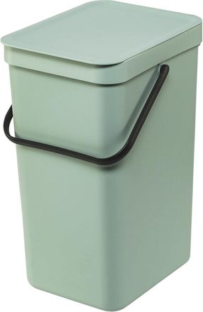Brabantia Sort & Go Abfalleimer mit Deckel 16 L (hellgrün), platzsparender Pfandsammler mit Griff, abnehmbarer, feststellbarer Deckel, leicht zu reinigender gro