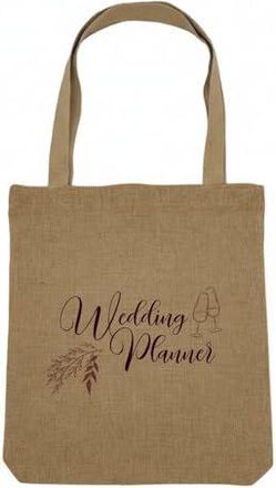 Fabulous Sac Shopping Tote Bag Aspect Lin - Wedding Planner Calligraphie Mariage Noces Fianc&eacute;e - Sac de Courses Toile Epaisse 360g Beige Naturel Cabas Port&eacute; Ep