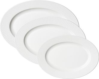 Ritzenhoff & Breker Saphir Servierplatten-Set 3-teilig | Porzellan Geschirr-Serie in Wei&szlig; mit Mosaik-Relief | sp&uuml;lmaschinenfest & mikrowellengeeignet | Platten (25x17,5 c