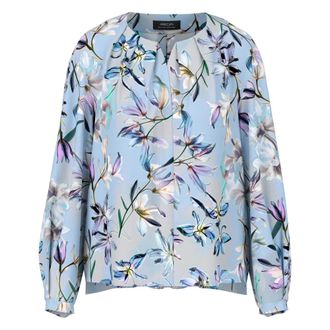 Marc Cain Femme, Blouses et Chemises, Bleu, Taille: 44 FR Bluse mit Allover-Lilienprint