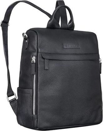 STILORD Tarik Sac a dos antivol cuir pour tablette 10,5 pouces Sac a dos ville Besace sac dos sac de voyage, Couleur:noir