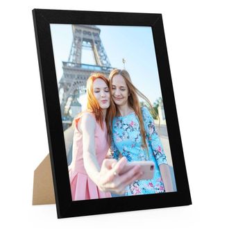 Photolini Bilderrahmen A4 Schwarz Holz MDF, breiter DIN A4 Bilderrahmen 21x30, Bilder Rahmen 21x30 din a 4 mit Acrylglas, picture frame zum Aufhängen & Aufstell