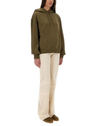 Saint Laurent Logo Cotton Sweatshirt - Green
