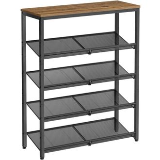 Vasagle &Eacute;tag&egrave;re Chaussure 5 Niveaux, Porte-chaussures, avec &Eacute;tag&egrave;res Grillag&eacute;es R&eacute;glables, Gain de Place, pour Entr&eacute;e, Couloir, en M&eacute;tal, Industriel