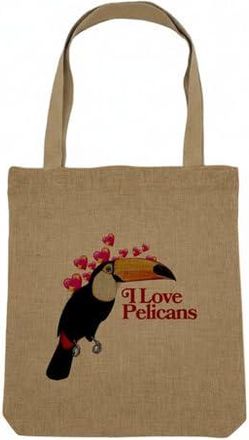 Fabulous Sac Shopping Tote Bag Aspect Lin - Love Pelicans Parodie Collage Vintage Illustration Art Animal Toucan Humour Blague - Sac de Courses Toile Epaisse 3