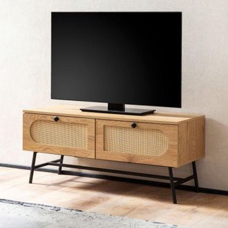M&S Collection M&s - Meuble tv 2 tiroirs 100x40x45 cm effet chêne et rotin - vitel