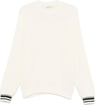 Mordecai Pullover mit Waffelstrick-Muster - Wei&szlig;