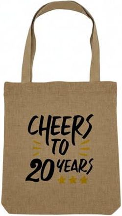 Fabulous Sac Shopping Tote Bag Aspect Lin - Cheers to 20 Years Anniversaire 20 Ans Etoiles - Sac de Courses Toile Epaisse 360g Beige Naturel Cabas Port&eacute; Epaule