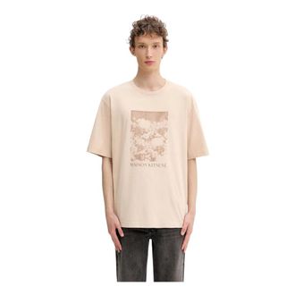 Maison Kitsun&eacute; Daisy Field Oversize T-Shirt - - Tops - Herren - Beige - XL