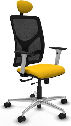 Piqueras y Crespo Gepolsterter B&uuml;rostuhl mit wei&szlig;en und schwarzen Armlehnen, h&ouml;henverstellbare Lendenwirbelst&uuml;tze und festes Kopfteil, ausgestattet mit Syncro/Traslack.