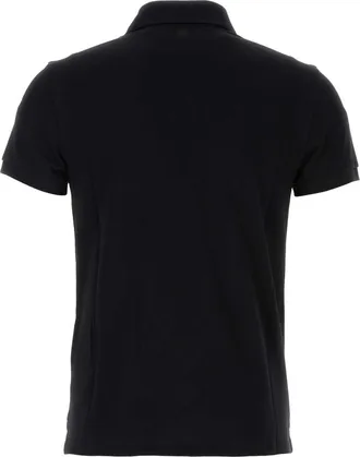 Ami Mens Black Piquet Polo Shirt Exterior: Cotton T-shirts And Polos