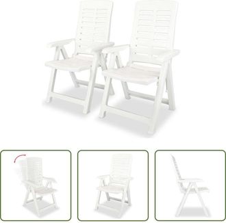 vidaXL Chaises pliables - lot de 2 Chaises inclinables de jardin Plastique Blanc